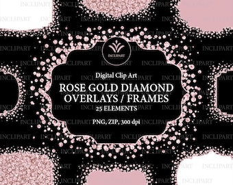 Blue Diamond Frames Overlay Clipart. Digital Sparkle | Etsy