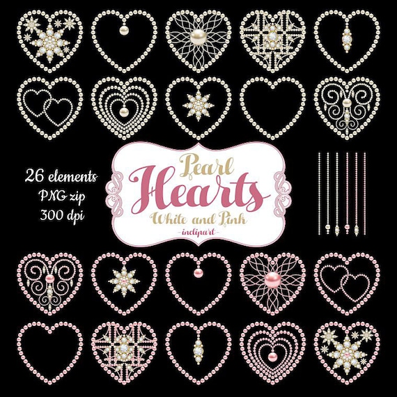 Pink Wedding Heart Clipart Black
