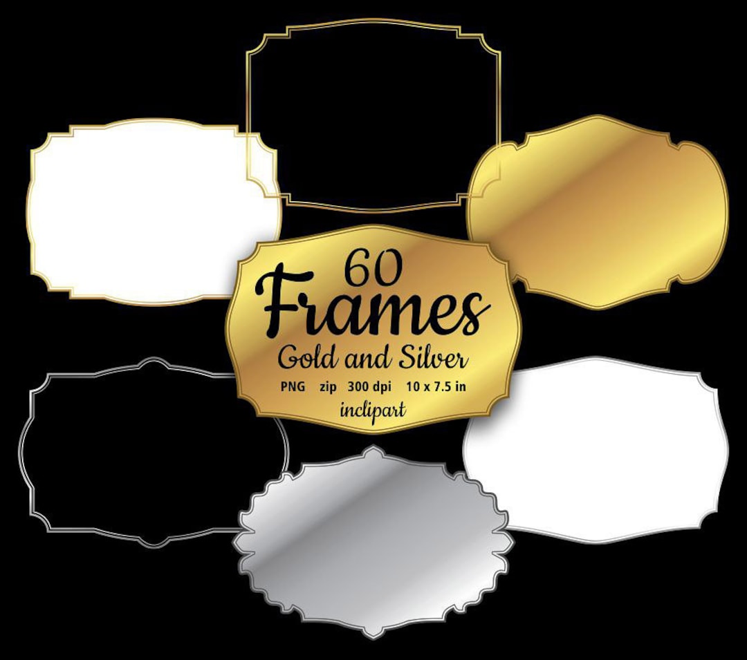 Frame Tag Clipart. Gold and Silver Frame Tag Label Clip Art. Set of 60 ...