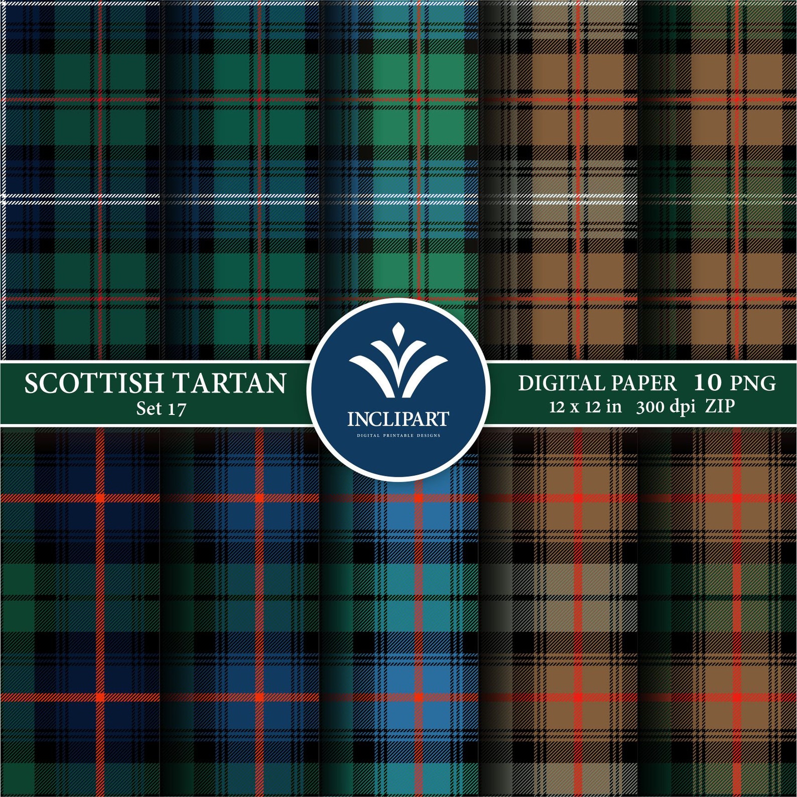 Tartan Digital Paper Clipart PNG File Format. Urquhart Tartan - Etsy