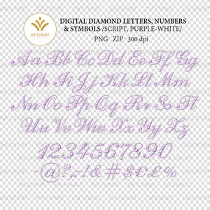 Diamond Alphabet Script PNG File Format. Digital Letters, Numbers ...