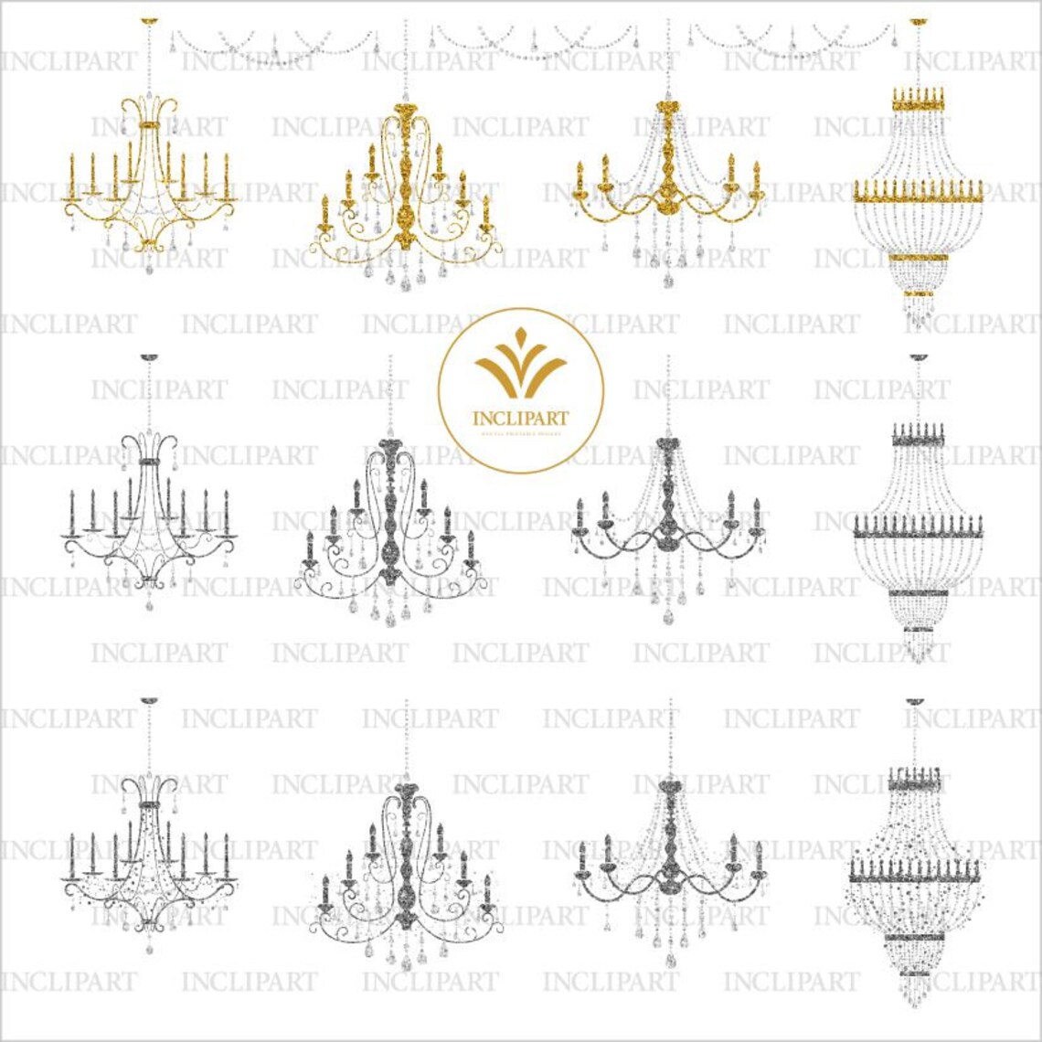 Chandelier Clipart. Rhinestone Chandelier Clip Art. Party Gold and ...