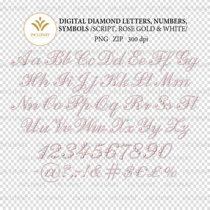 Diamond Alphabet Script Digital PNG Clip Art. Letters, Numbers, Symbols ...