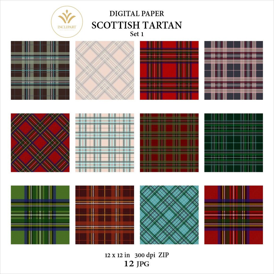 Tartan Digital Paper Clipart. Seamless Background Digital - Etsy