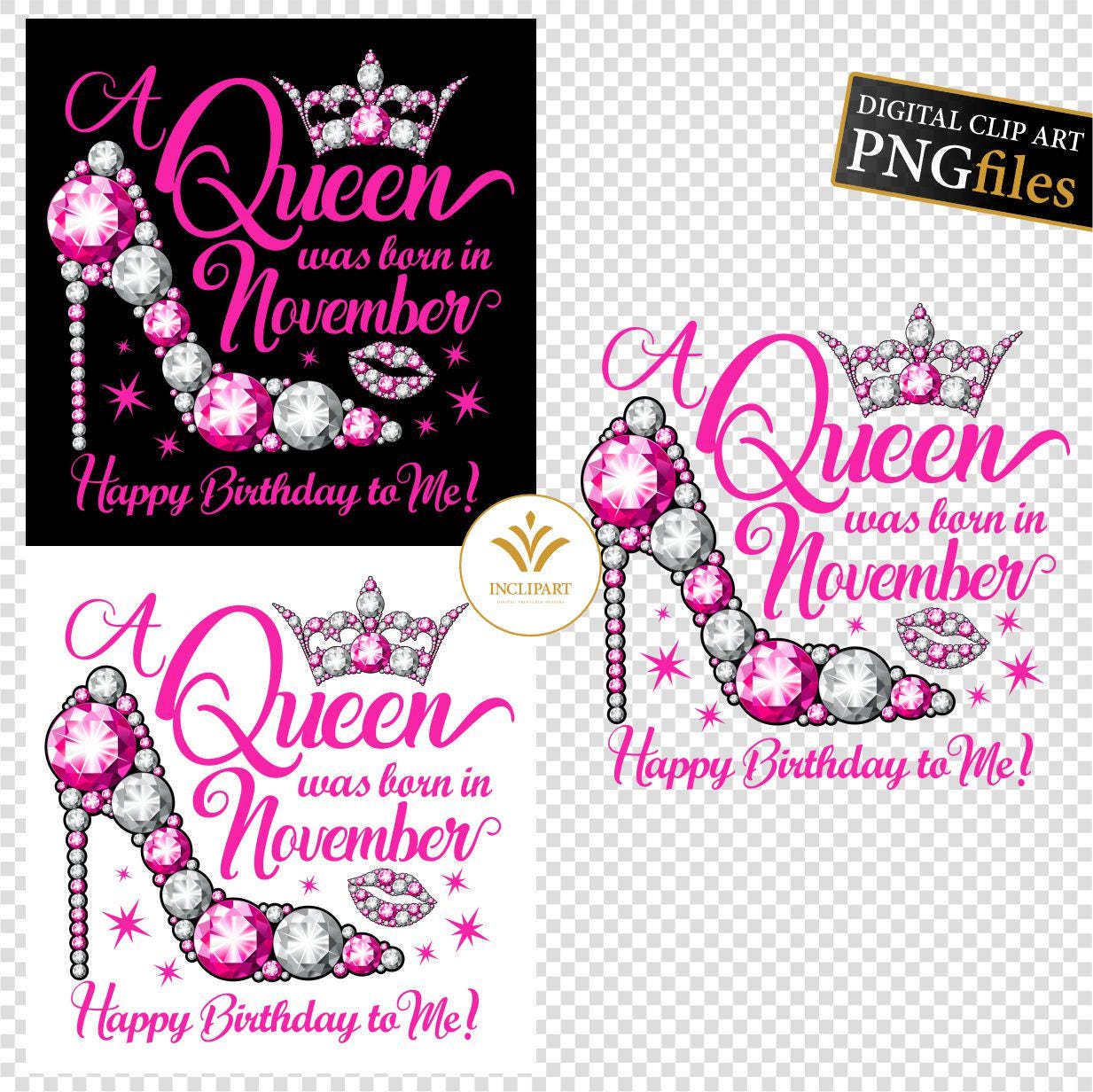 A Queen Was Born in November Digital Clipart PNG Format. Birthday Party ...