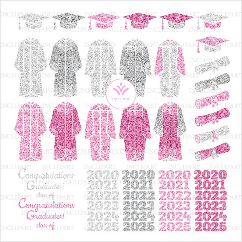 Graduation Diamond Digital Clip Art PNG Files. Cap Gown | Etsy