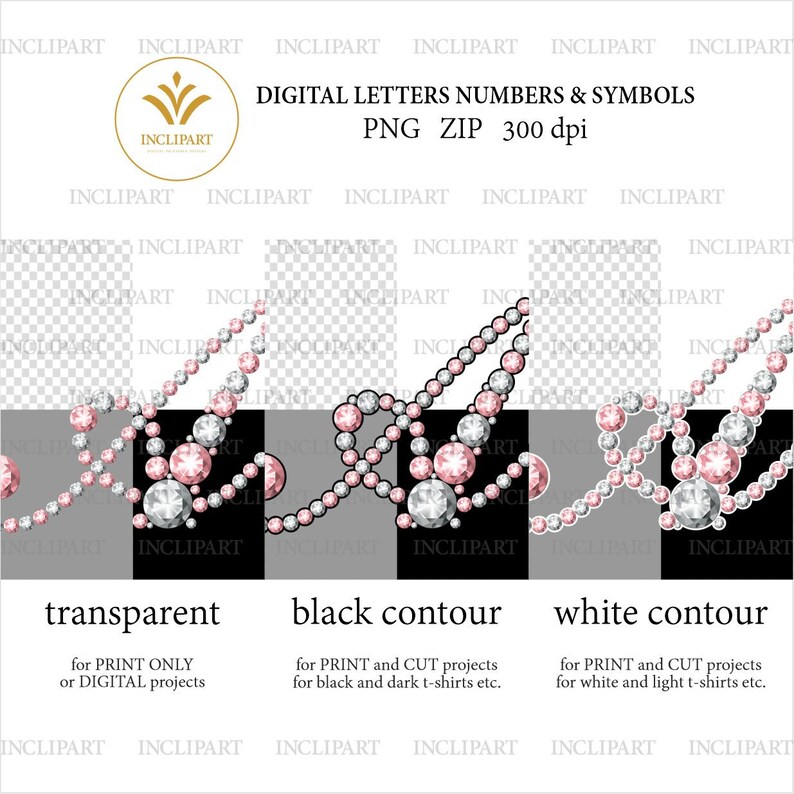 Diamond Alphabet Script Digital PNG Clip Art. Letters Numbers - Etsy