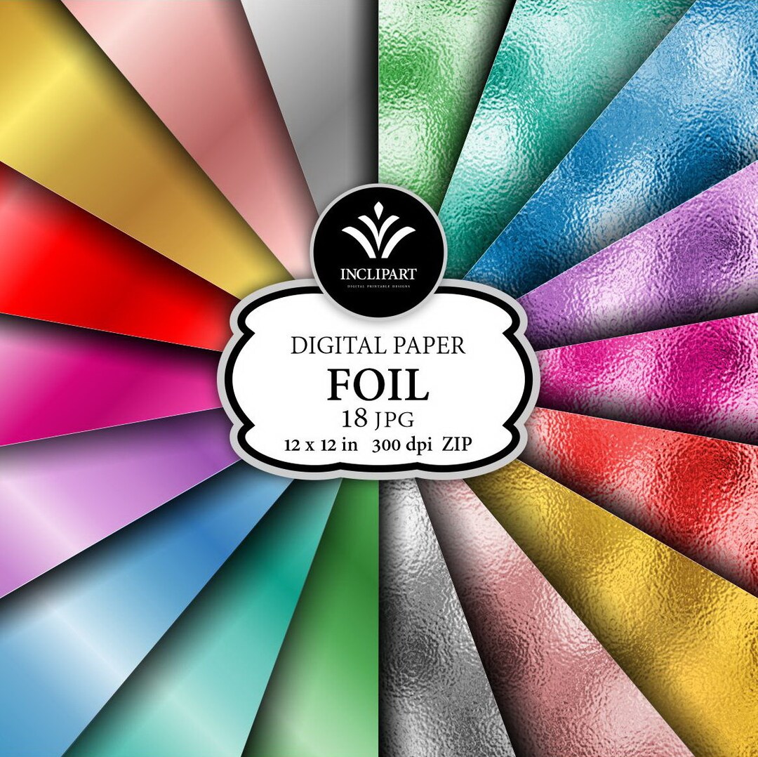 Foil Digital Paper Clipart. Set of 18 JPG Metallic, Foil Backgrounds ...