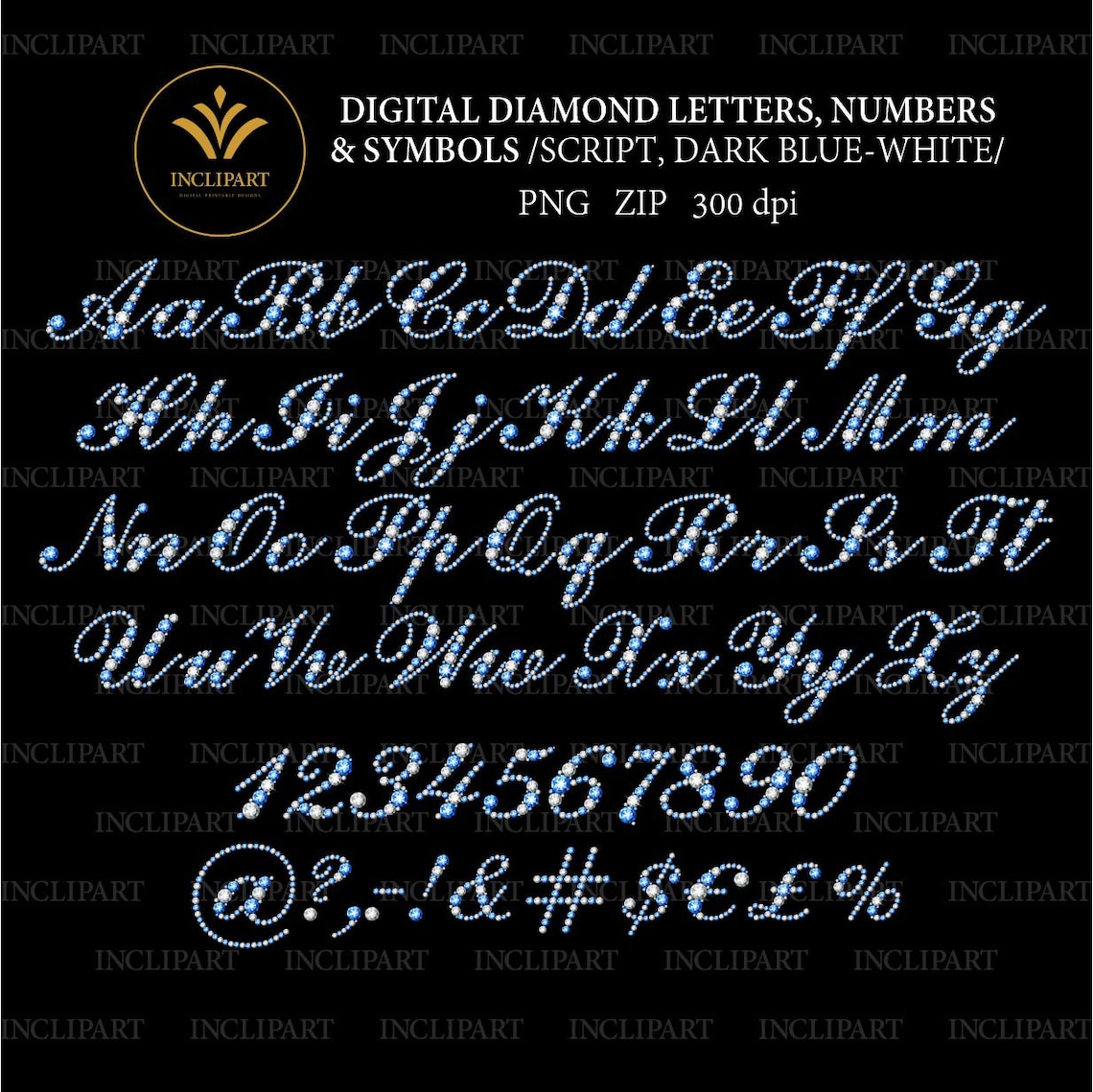 Diamond Alphabet Script PNG. Digital Letters Numbers Symbols - Etsy