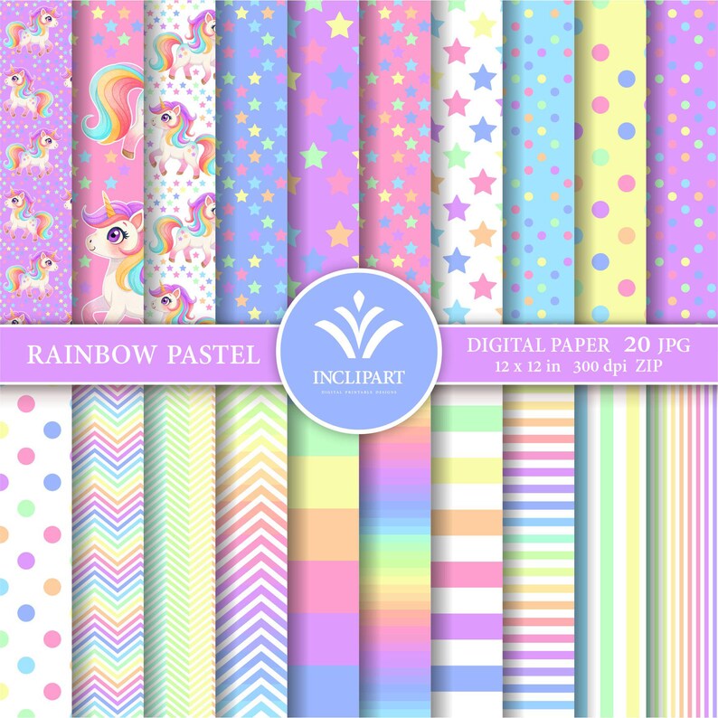 Pastel, Soft Rainbow Colors, Unicorn Backgrounds. Strips, Chevron ...
