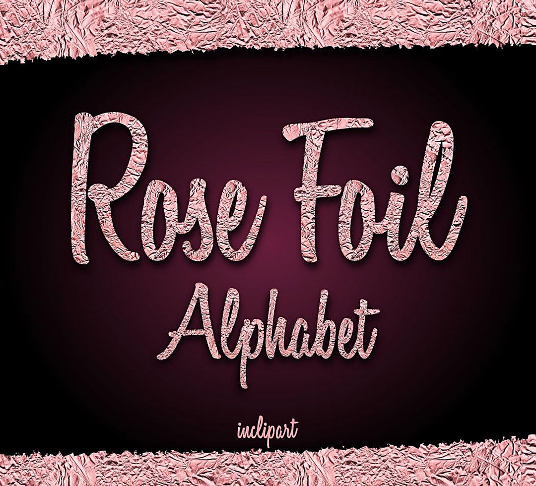 Rose Gold Foil Alphabet Clipart. Crumpled Gold Foil Letters, Numbers ...