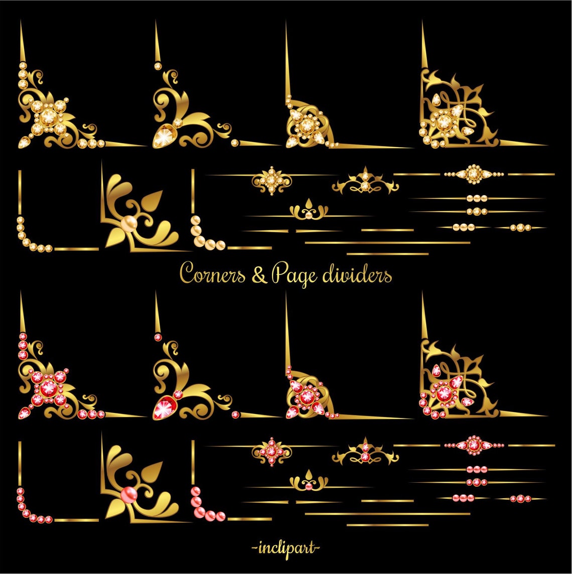 Gold Corner Page Divider Clipart. Set of 30 Various - Etsy