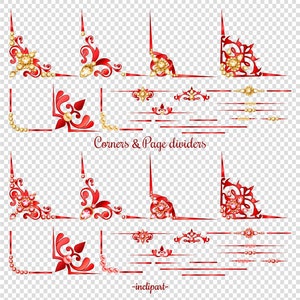 Red Corner, Page Divider Clipart. Set of 30 Various Decorative Elements ...