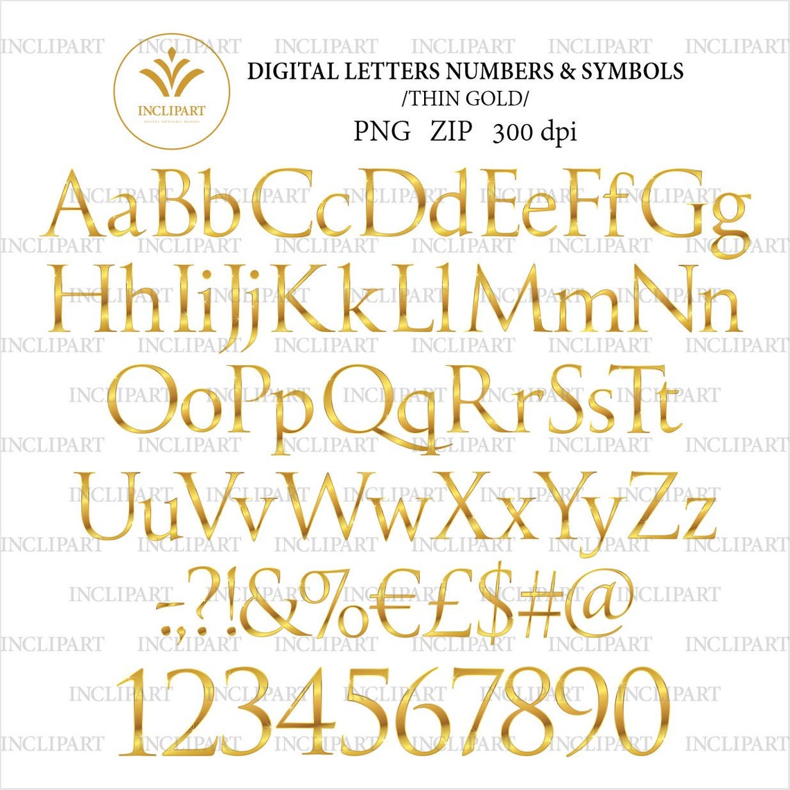 Gold letters numbers symbols PNG clipart. Metallic gold | Etsy