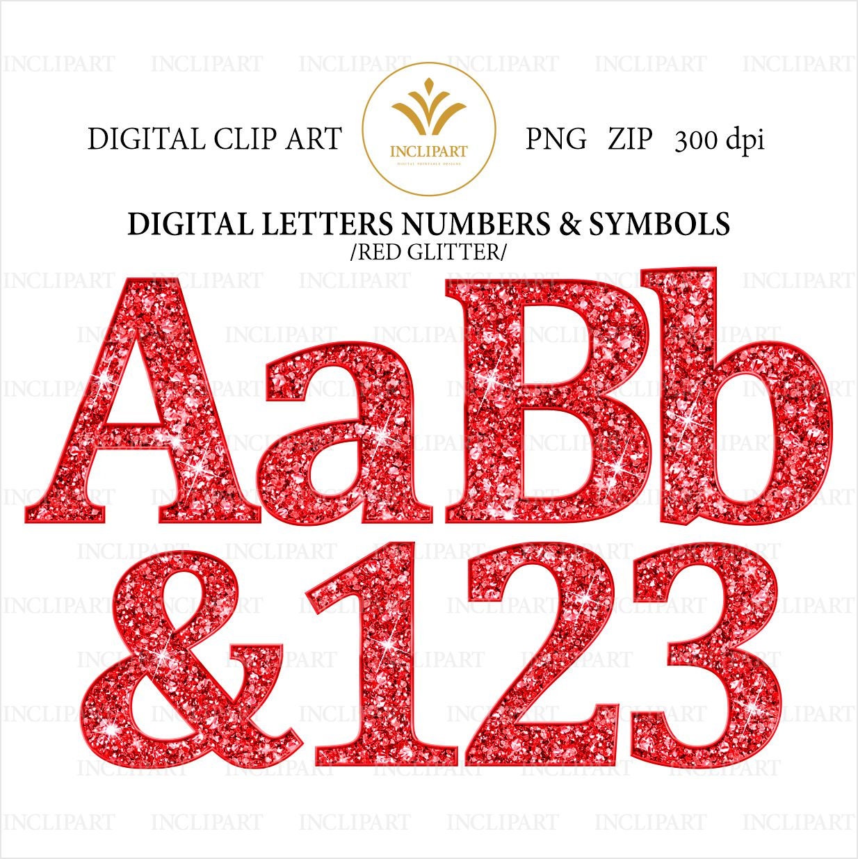 Red Glitter Alphabet Digital Clipart PNG File Format. Letters - Etsy UK