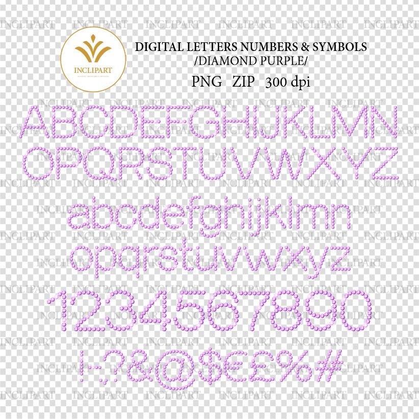 Thin Diamond Letters Numbers Clipart PNG. Digital Download. | Etsy