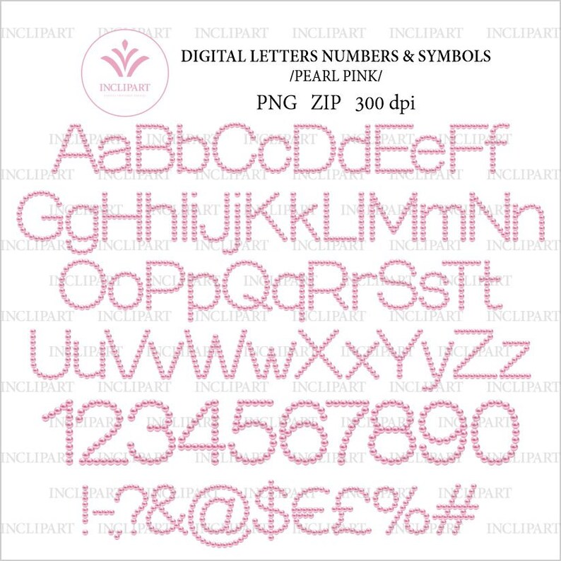 Pearl letters and numbers Digital alphabet clip art in PNG | Etsy