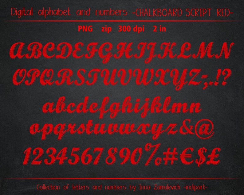 Red Chalk Alphabet /numbers Letters & Symbols Clip Art. | Etsy