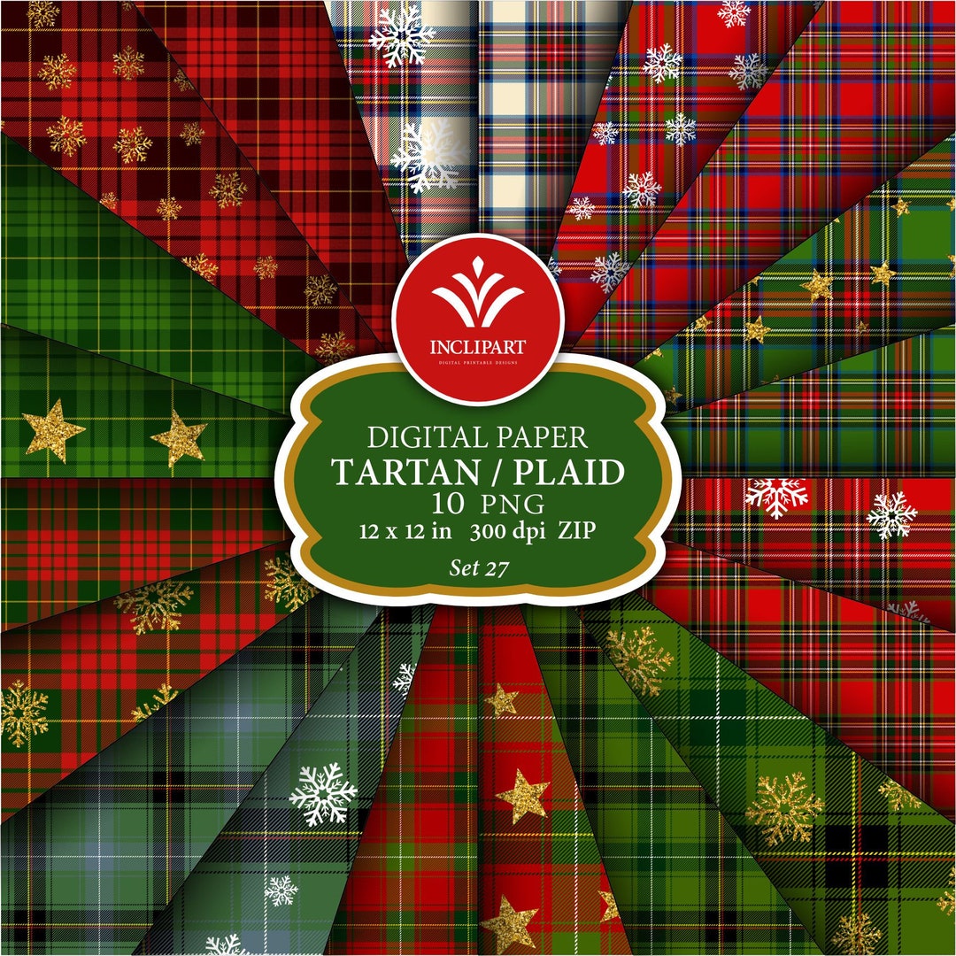 Christmas Tartan Digital Paper Clipart PNG. Scottish Plaid, Tartan ...