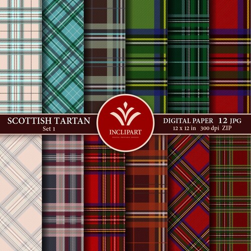 Tartan Digital Paper Clipart. Scottish Plaid Tartan Clipart. - Etsy Canada