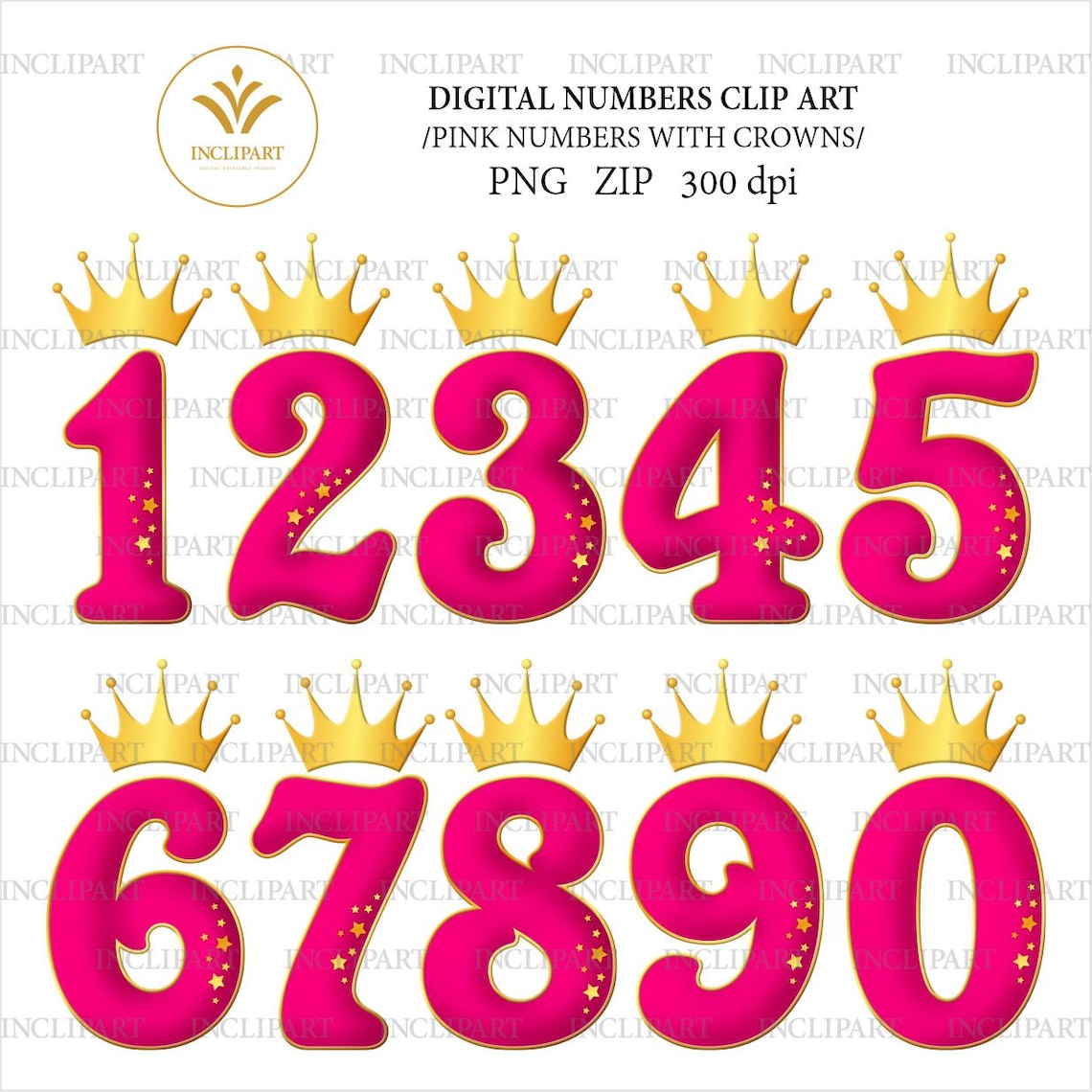 Princess Numbers PNG Clipart. Kids Party Birthday Numbers - Etsy