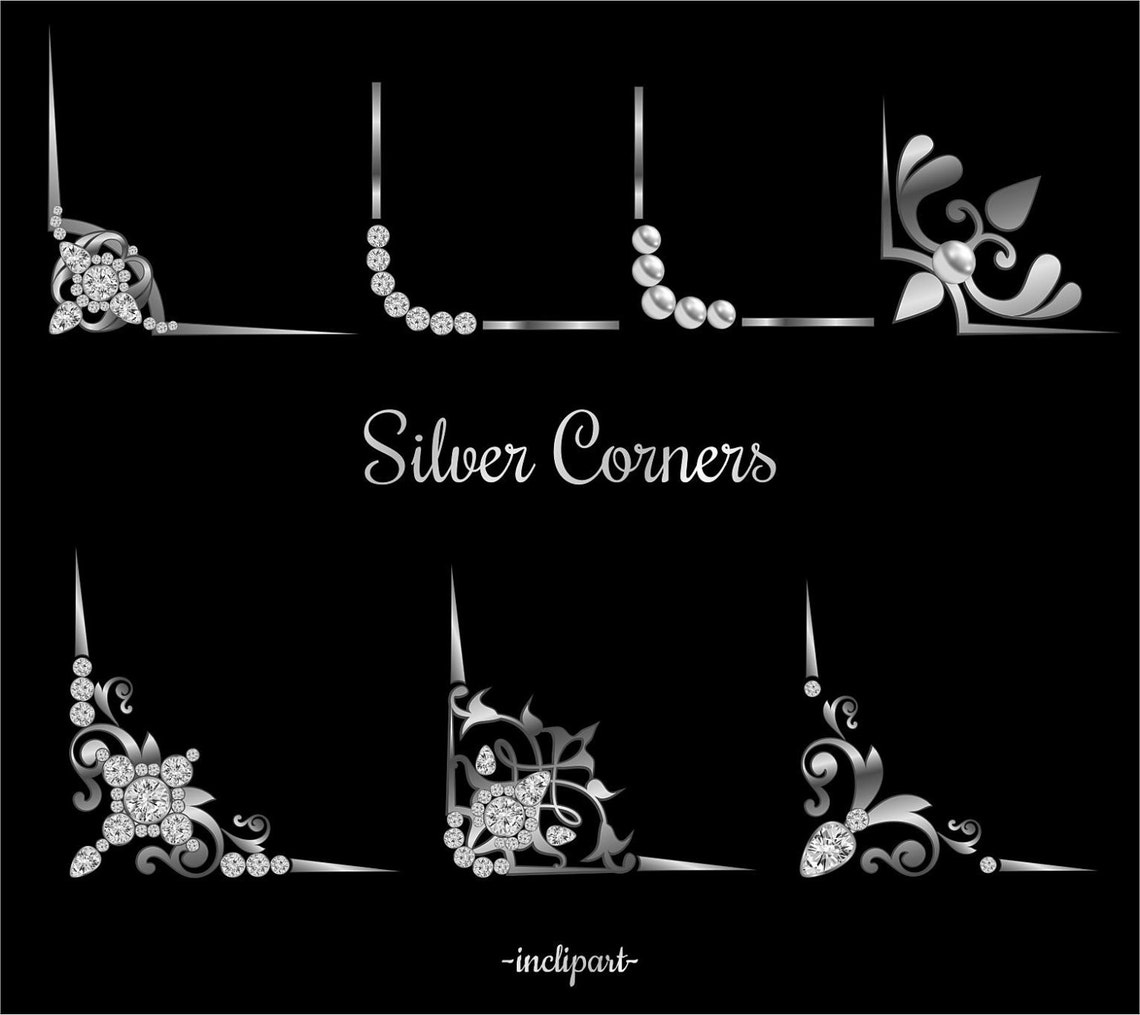 Silver Corner Page Divider Clipart. 15 Various Decorative - Etsy