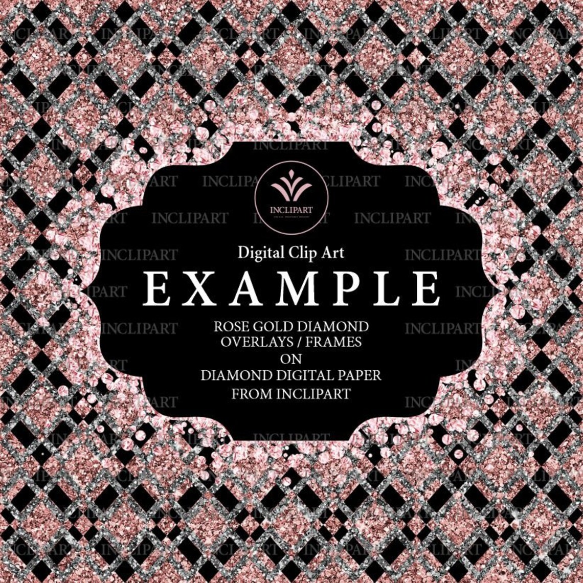 Rose Gold Diamond Frames, Overlay Digital Clipart PNG. Digital Sparkle ...