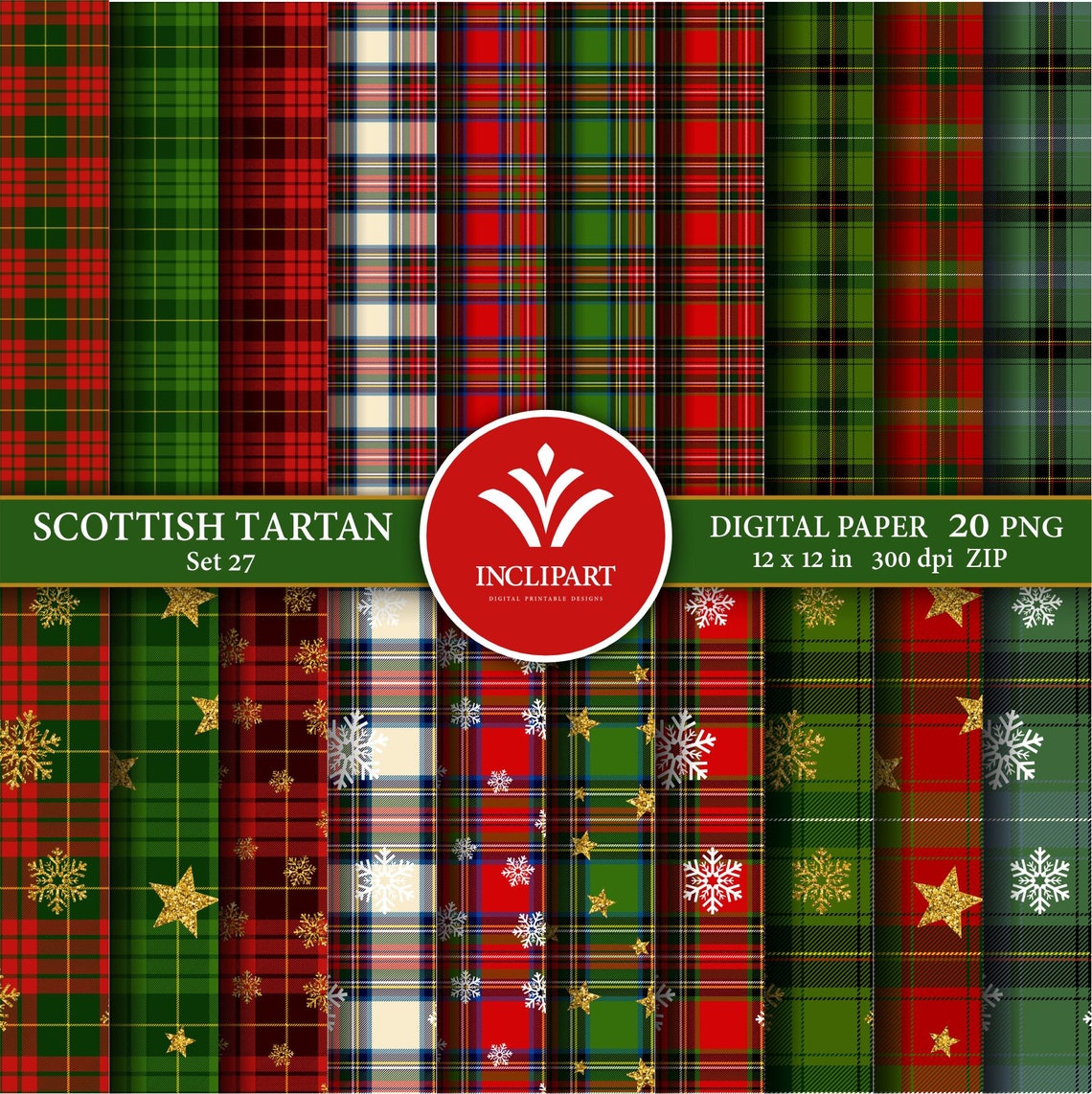 Christmas Tartan Digital Paper Clipart PNG. Scottish Plaid - Etsy