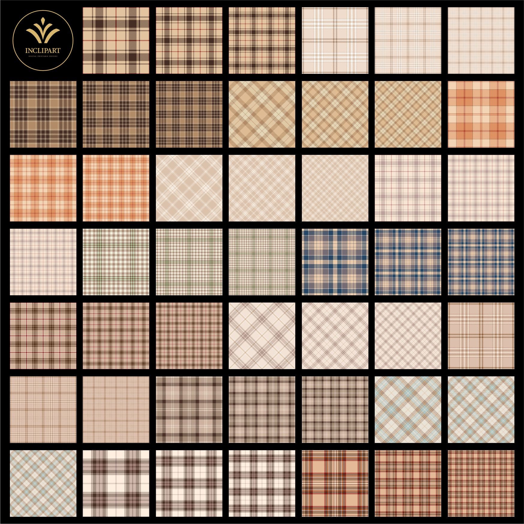 Tartan Digital Paper Clipart PNG File Format. Beige, Cream, Brown ...