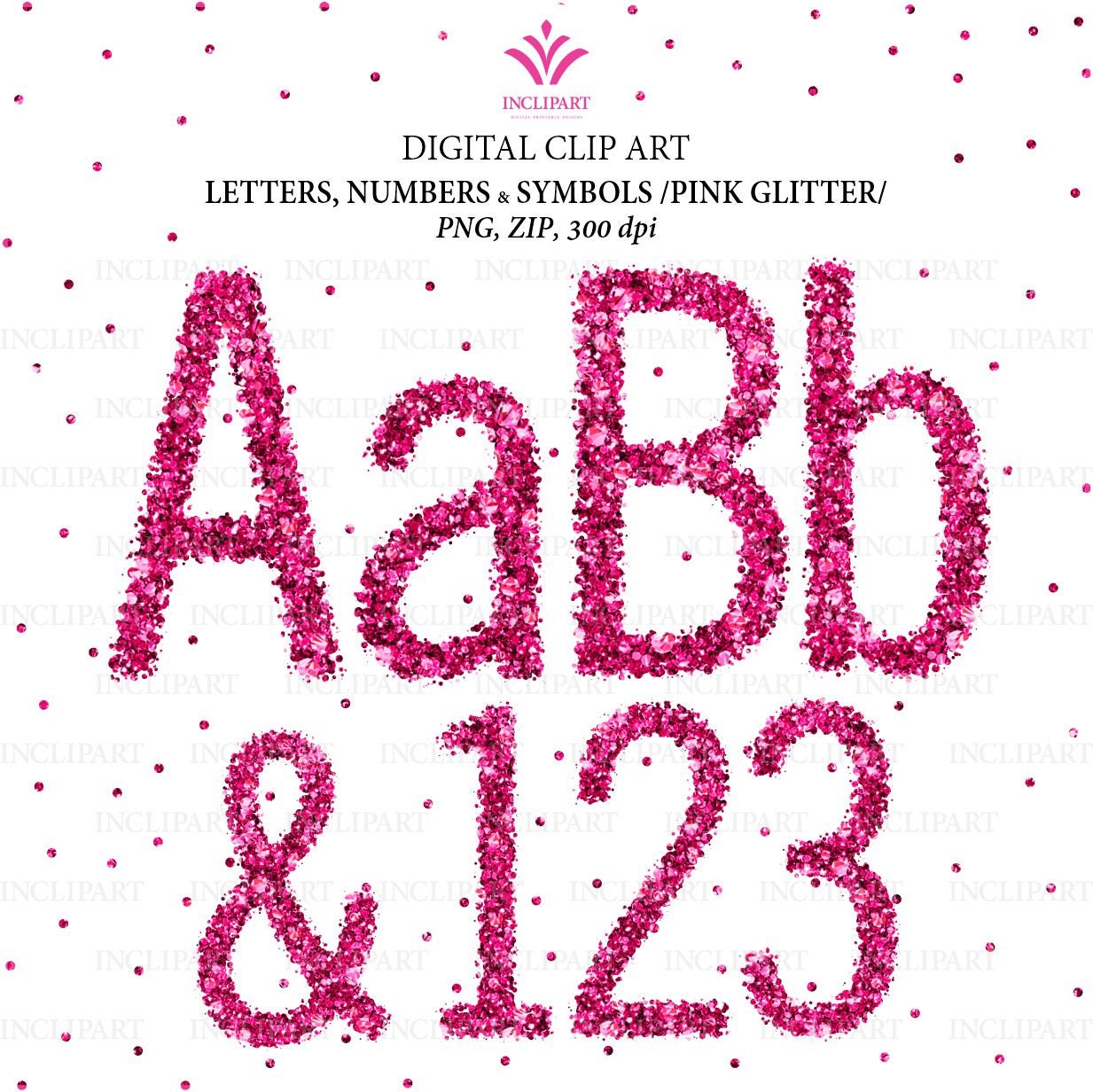 Pink Glitter Letters Numbers Symbols PNG Files Digital Clip - Etsy