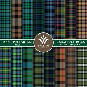 Plaid, Tartan Digital Paper Clipart PNG Files. Seamless Background ...