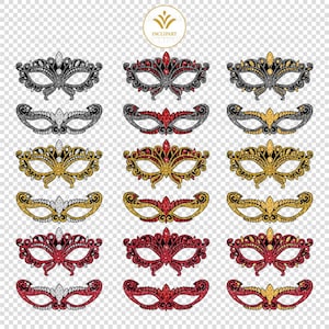 Carnival Masks Digital Clipart PNG. Glitter Masks Clip Art. Masquerade ...