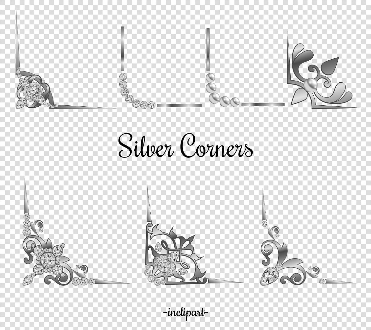 Silver Corner Page Divider Clipart. 15 Various Decorative - Etsy Australia