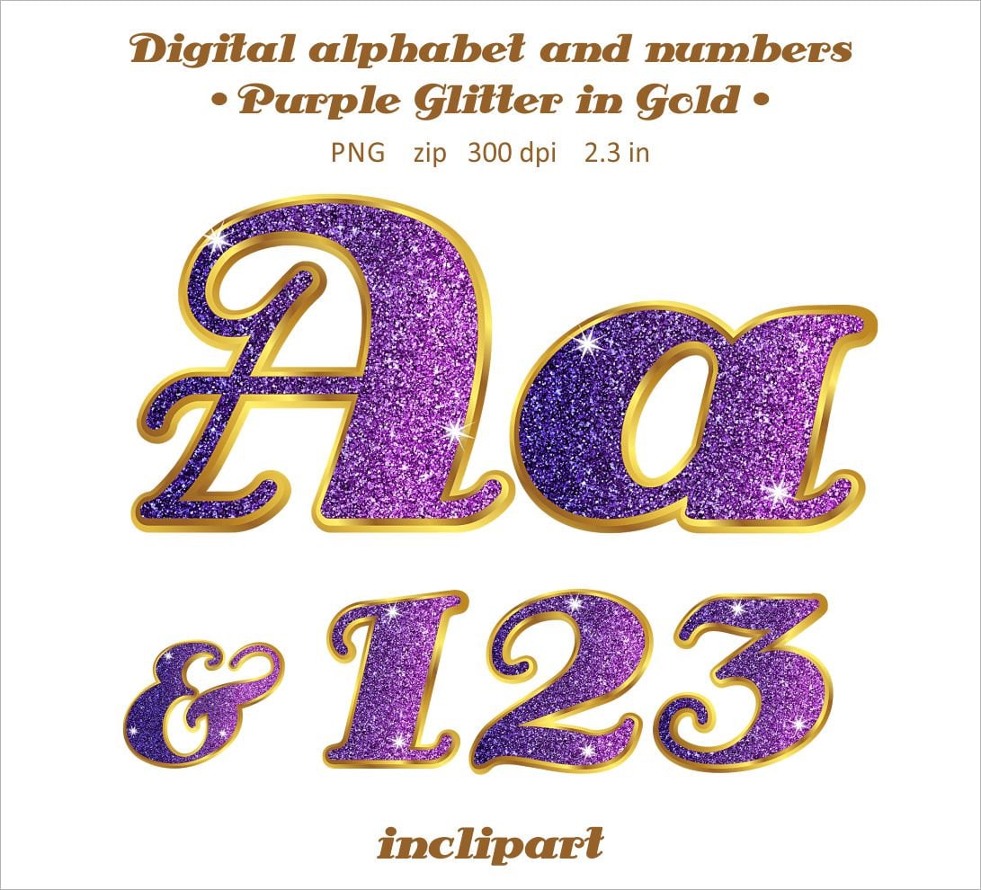 Glitter Alphabet Clipart. Letters and Numbers Digital Clip - Etsy UK
