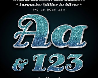Glitter Alphabet Clipart. Letters and Numbers Digital Clip | Etsy