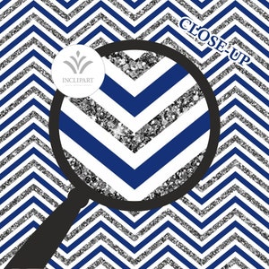 Stripes, Chevrons Digital Paper. Navy Blue, Silver Glitter Geometric ...