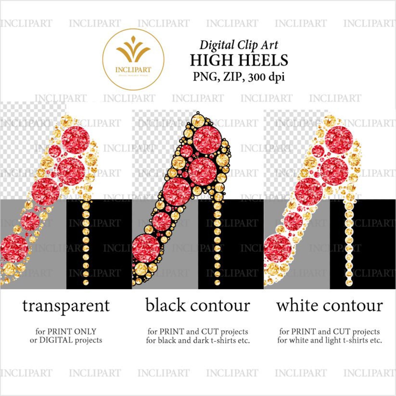 High Heel Shoes Clipart PNG Format. Diamond, Gold, Red Shoe Clip Art ...
