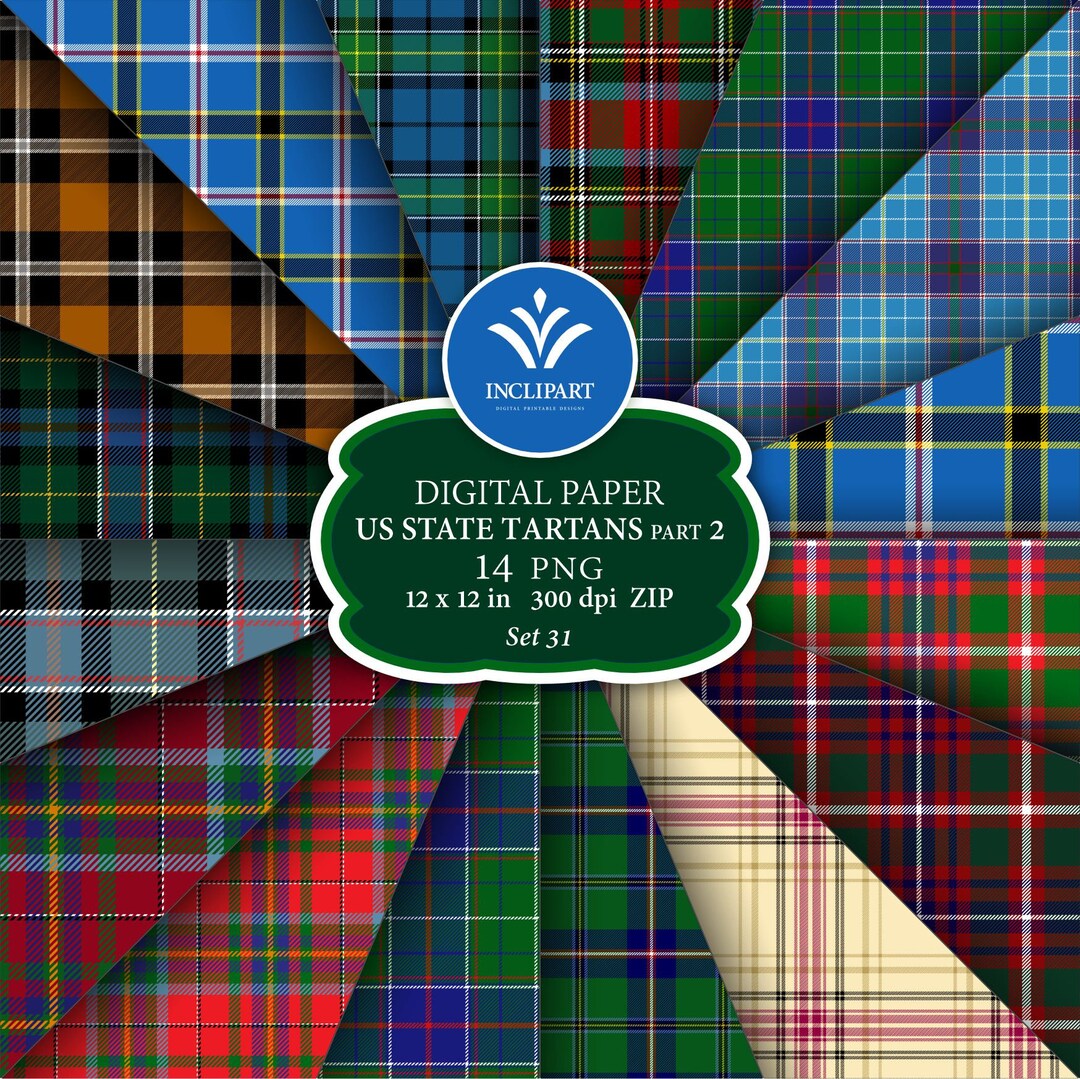 US State Tartans Digital Paper Clipart PNG File Format. Please Check ...
