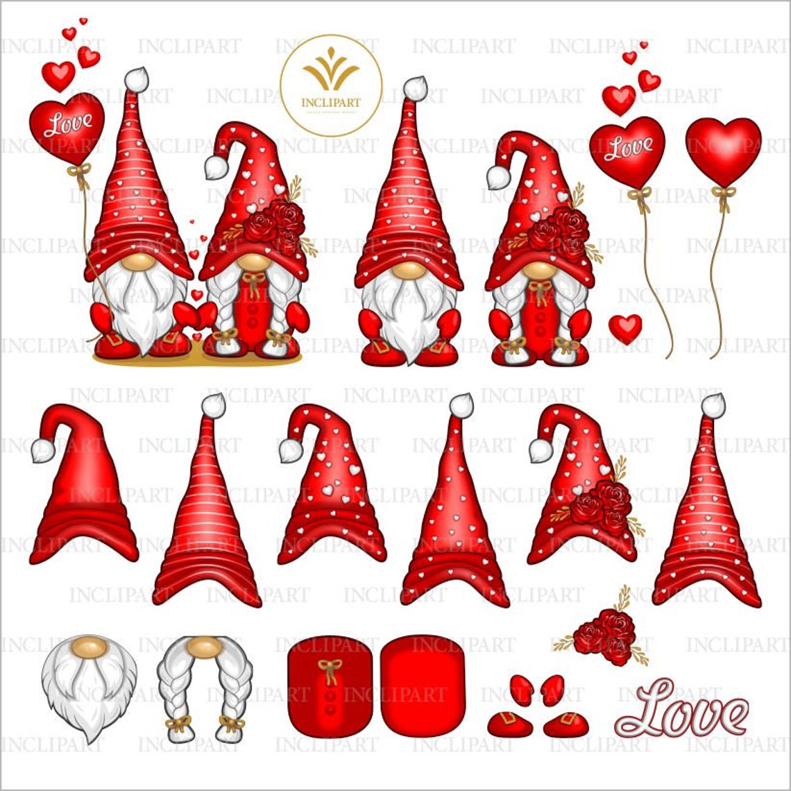 Valentine's Day Gnomes PNG clipart. Party clipart. Red | Etsy