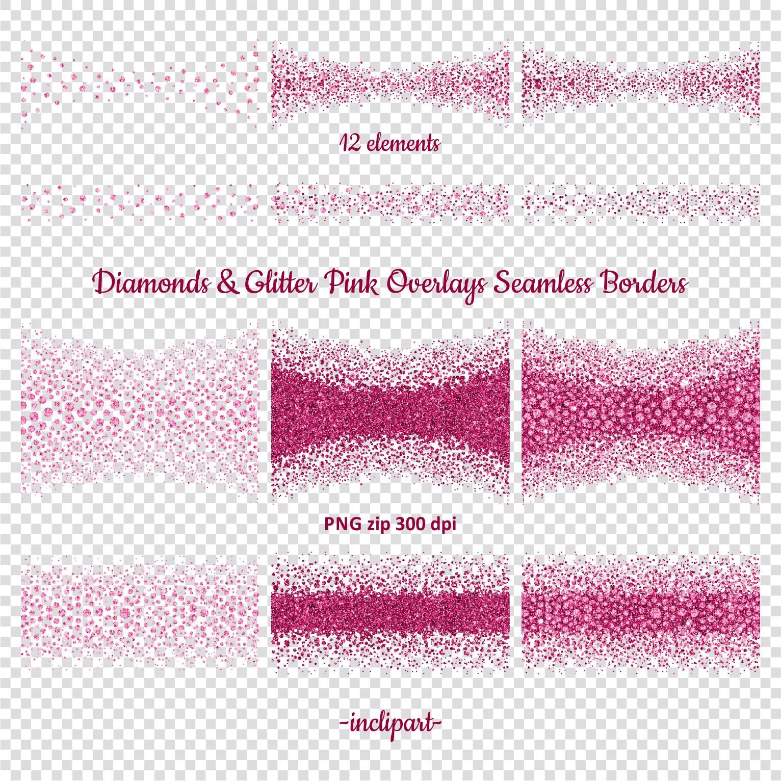 Pink Diamond Clipart. Seamless Side Border Diamond & Glitter - Etsy UK