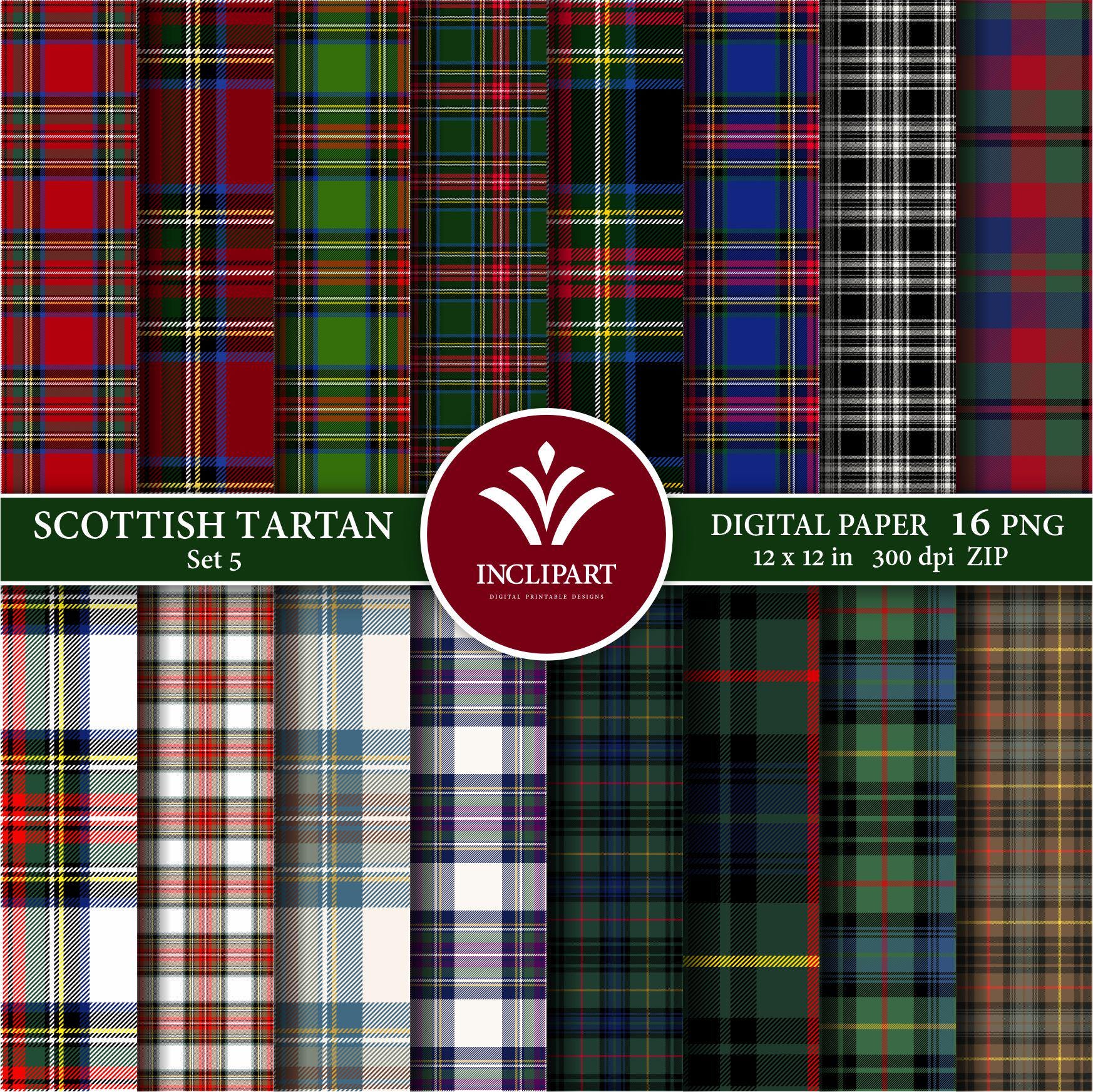 Tartan Digital Paper Clipart. Scottish Stewart Plaid, Tartan. Seamless ...