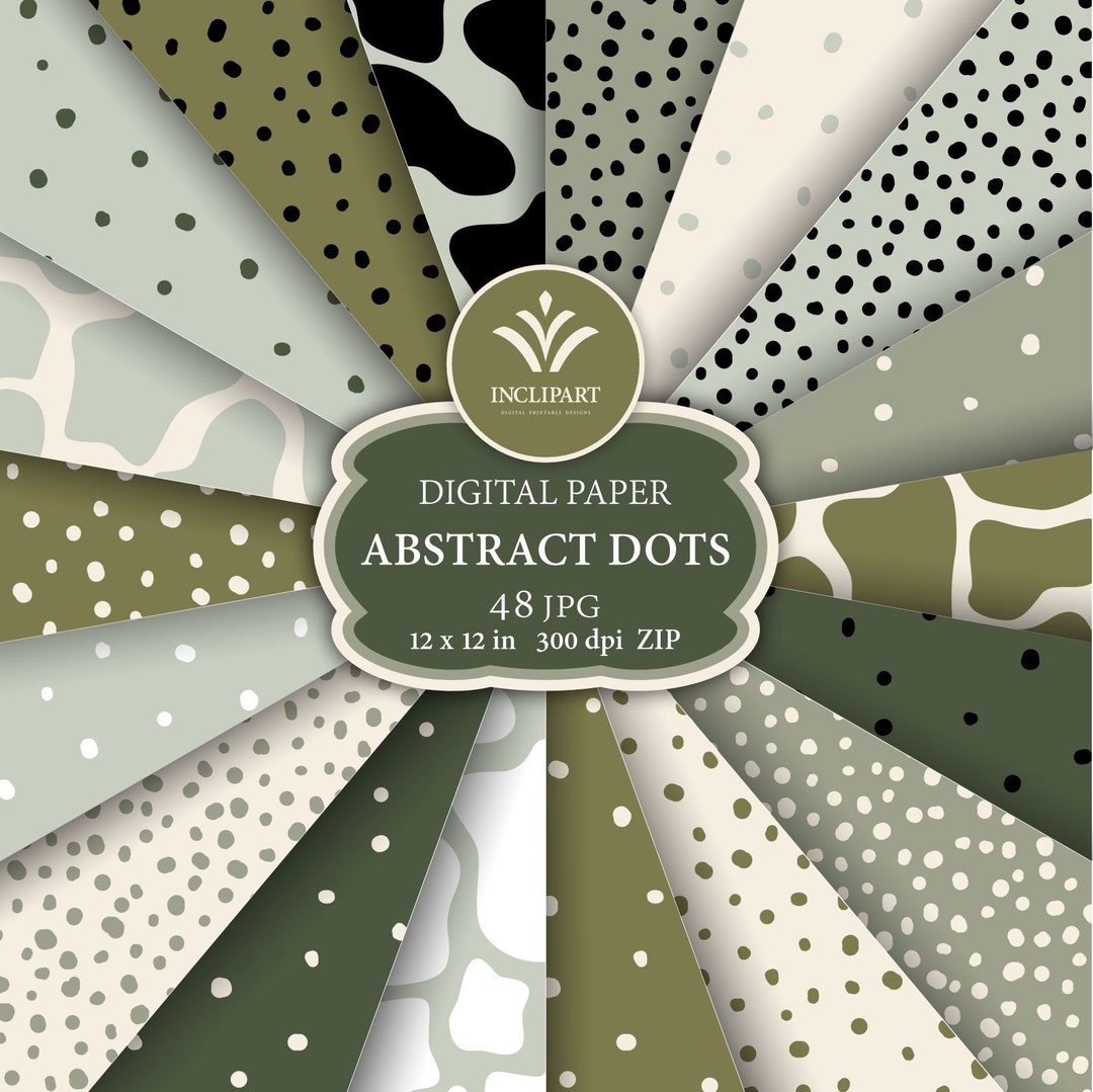 Abstract Dots Digital Paper. Set of 48 JPG Dalmatian, Spotty Pattern ...
