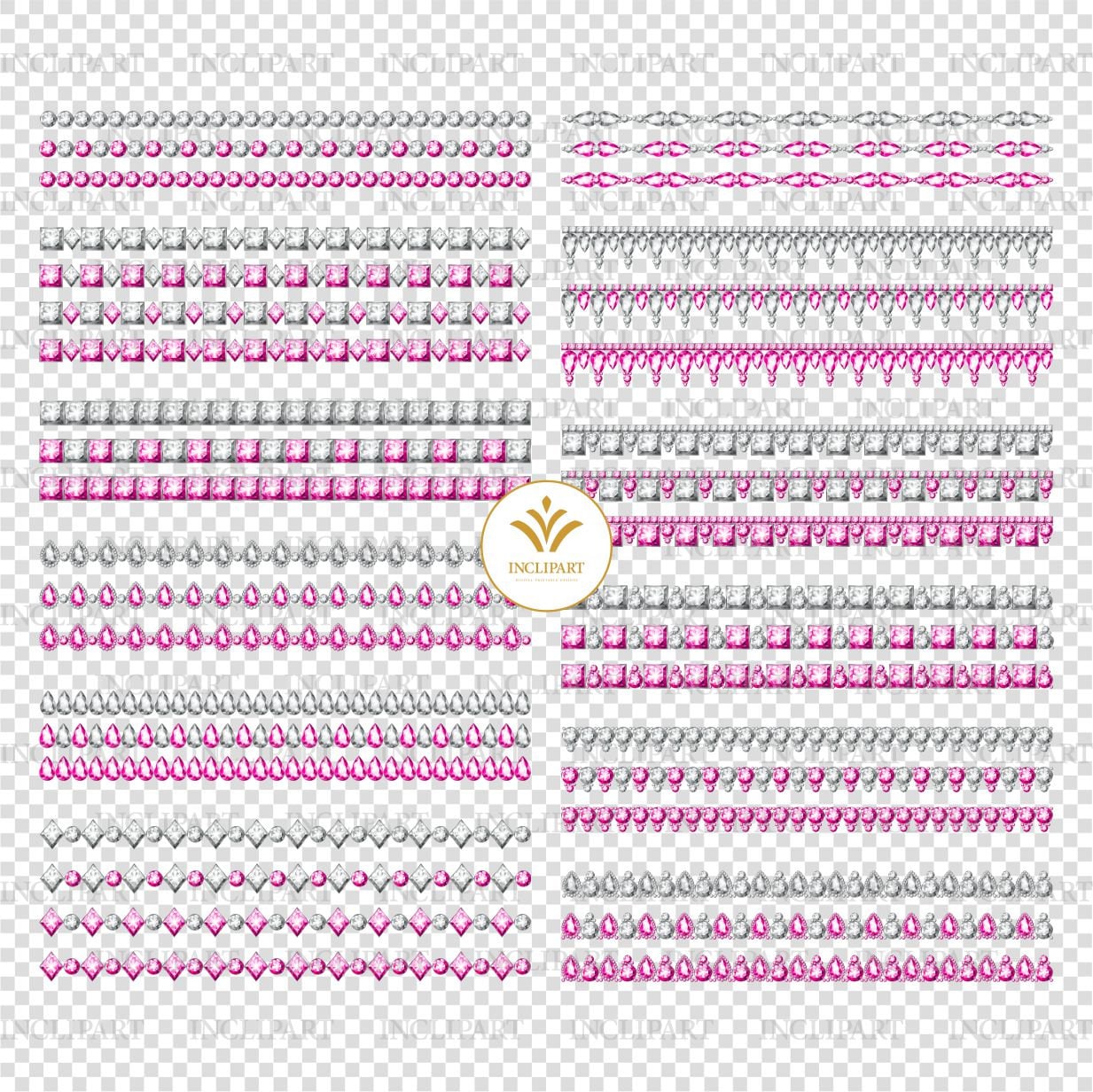 Diamond Borders Digital Clip Art PNG Format. Rhinestone - Etsy