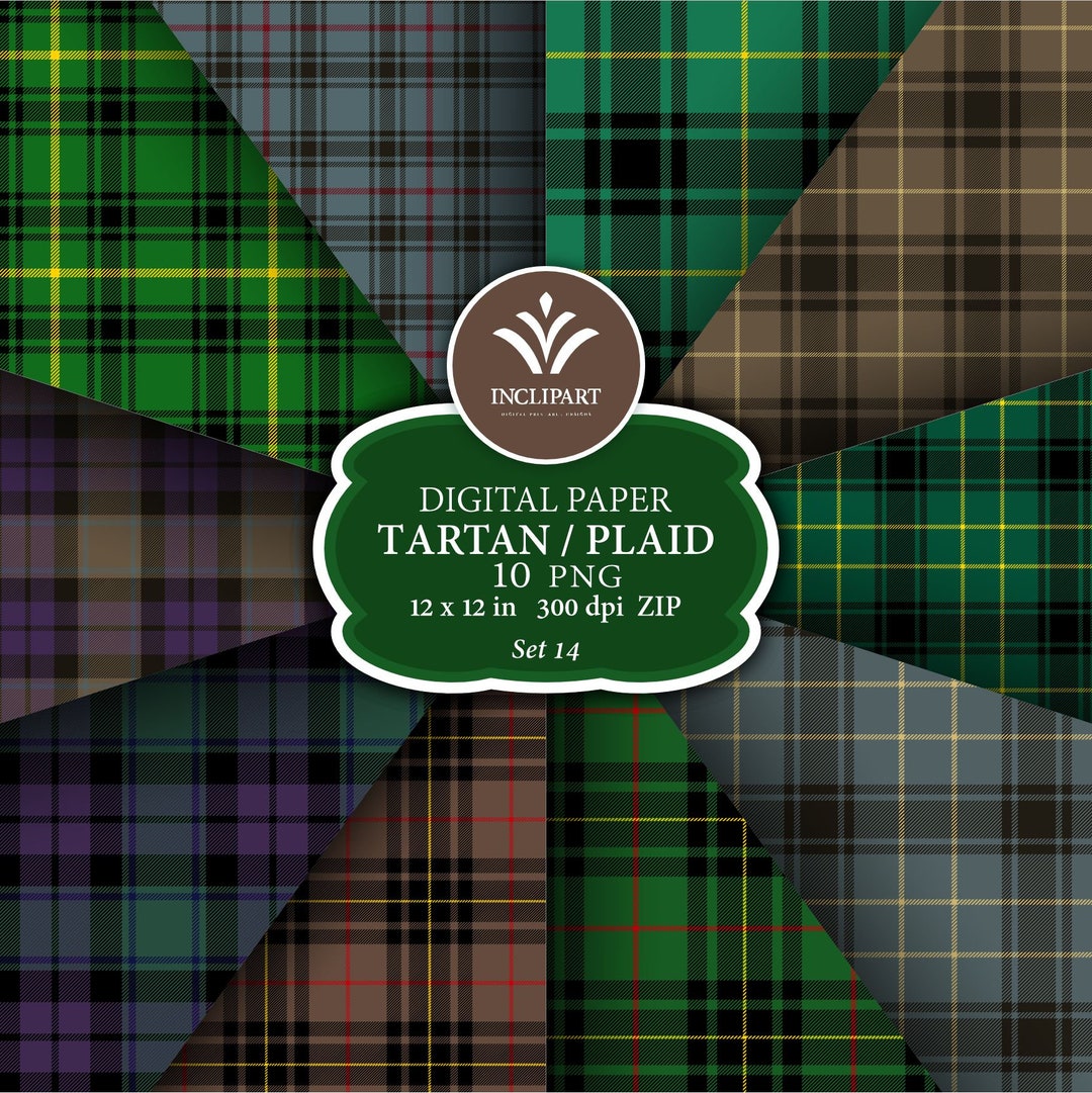 Green Brown Tartan Digital Paper Clipart PNG Files. Seamless - Etsy