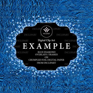 Blue Diamond Frames, Overlay Clipart. Digital Sparkle Rhinestone Frames ...