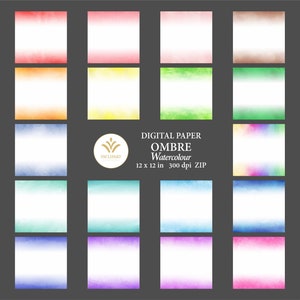 Watercolor Ombre, Wash, Background, Digital Paper 18 JPG Handpainted ...