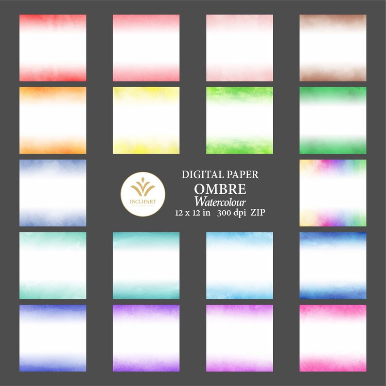 Watercolor Ombre Wash Background Digital Paper 18 JPG | Etsy