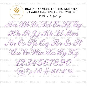 Diamond Alphabet Script PNG File Format. Digital Letters, Numbers ...