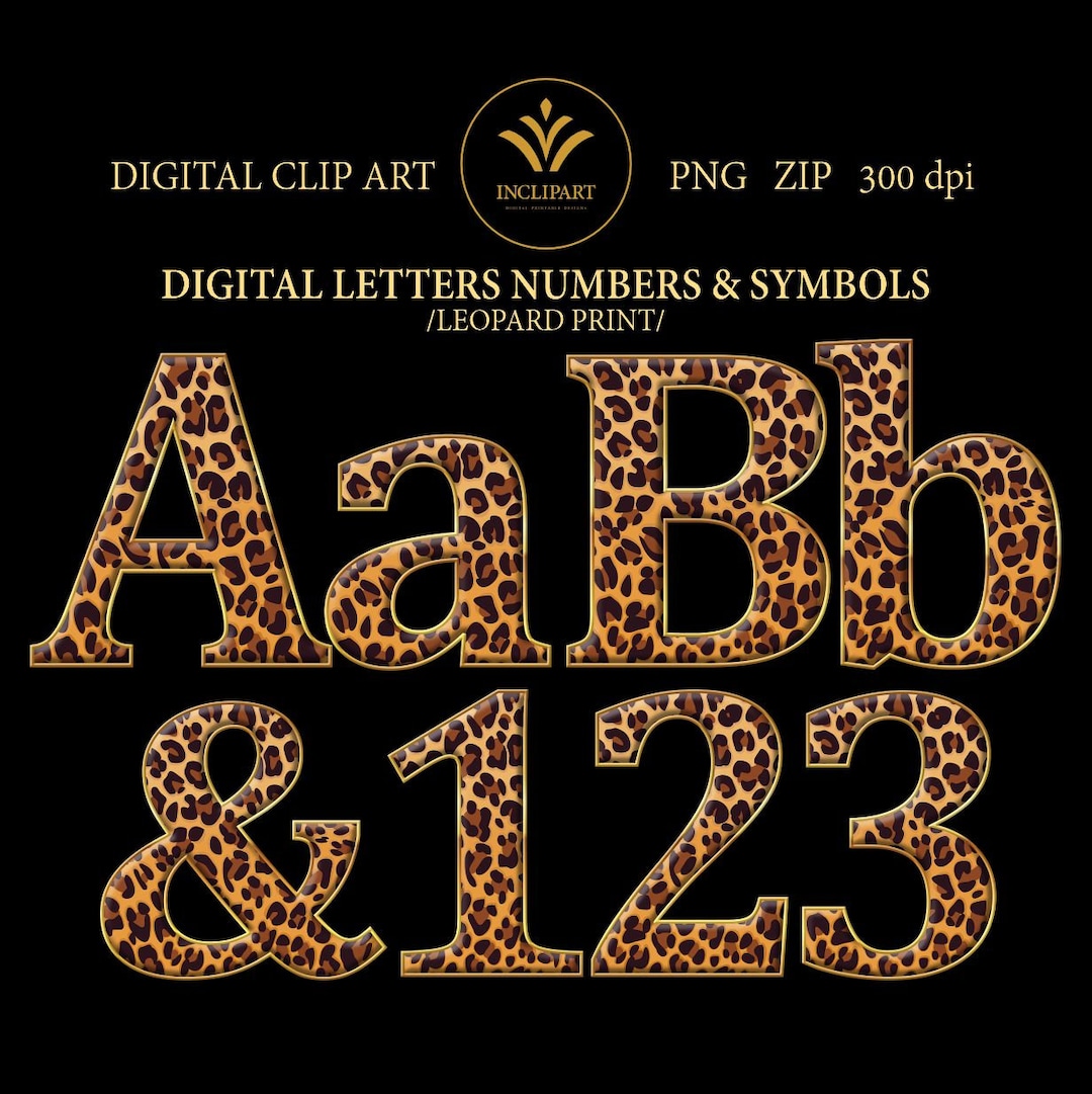 Leopard Print Alphabet Digital Clipart PNG File Format. Letters and ...