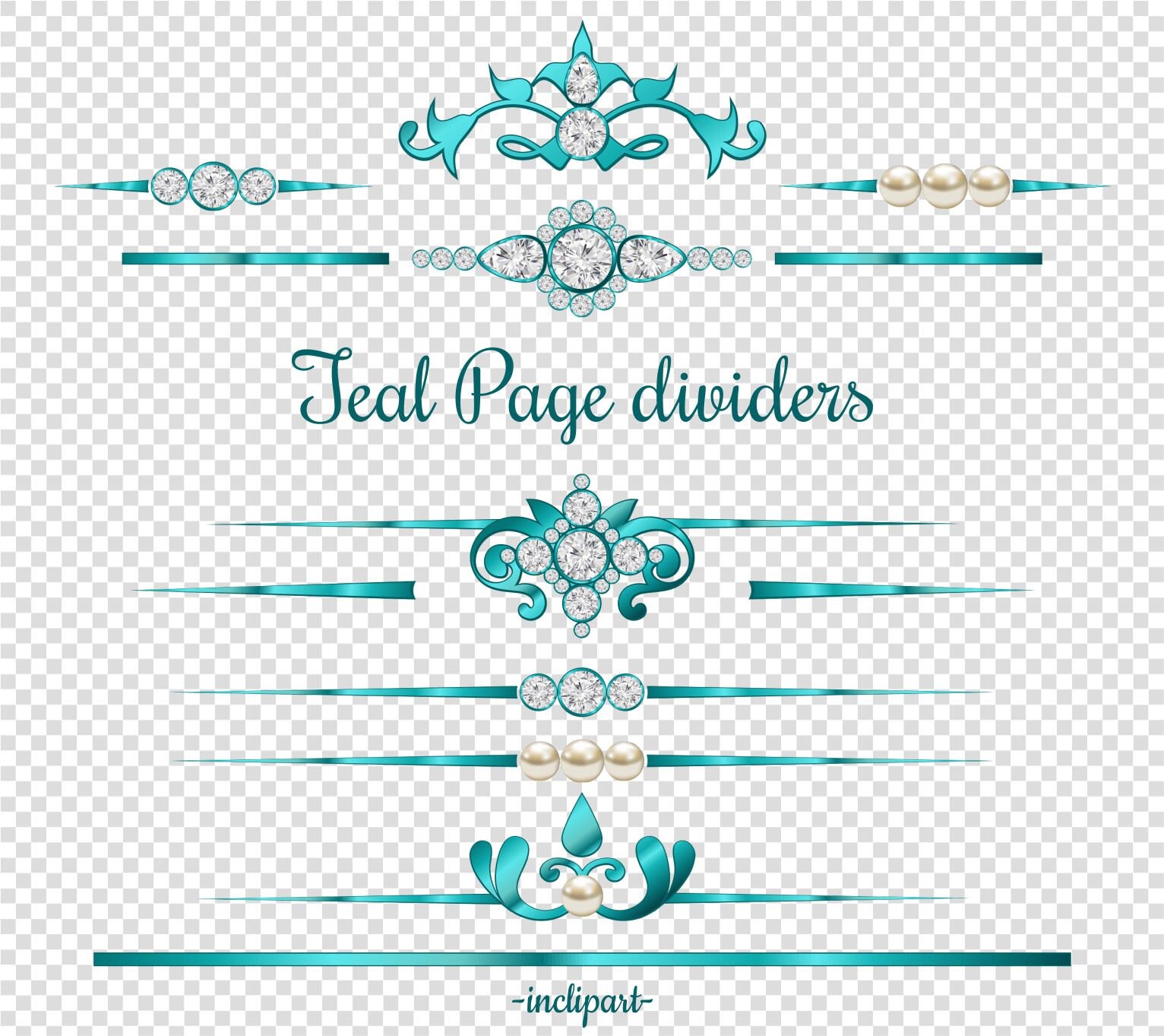 Teal Corner Page Divider Clipart. Set of 15 Various | Etsy UK